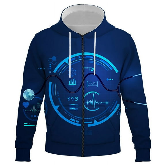 2024 AI intelligent 5g information Print Mens Hip Hop zipper Hoodies ...