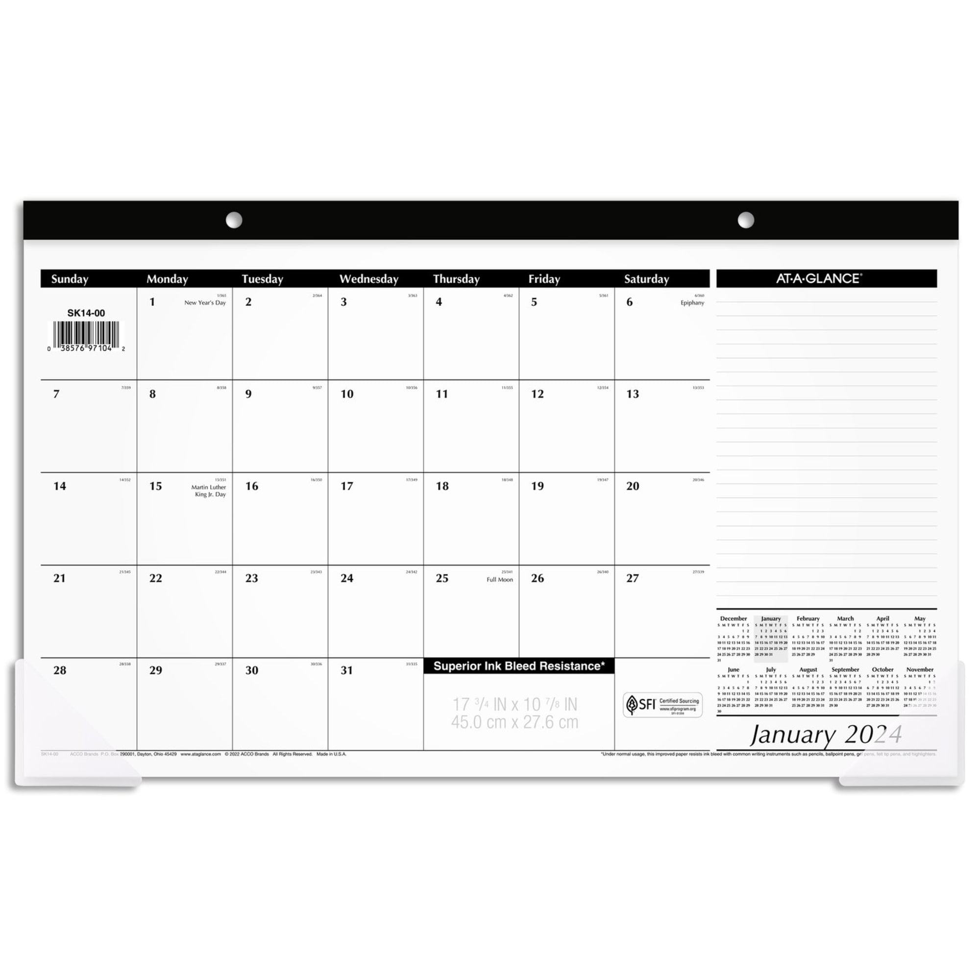 "At-A-Glance 2024 Compact Desk Pad Calendar, Monthly Office Supplies ...