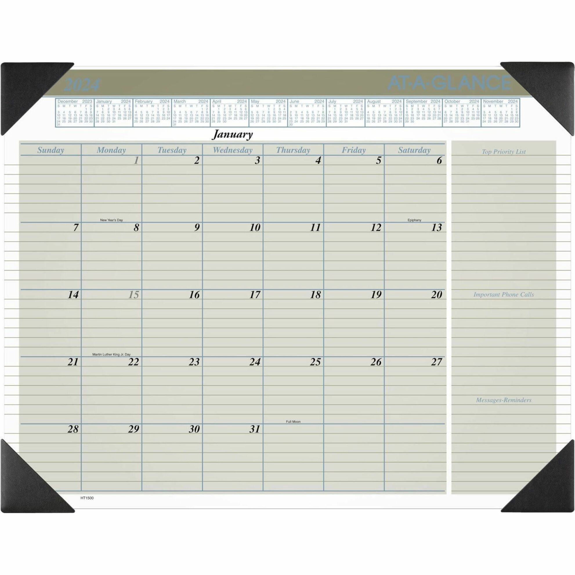 At-A-Glance 2024 Monthly Desk Calendar, Executive Desk Pad with ...