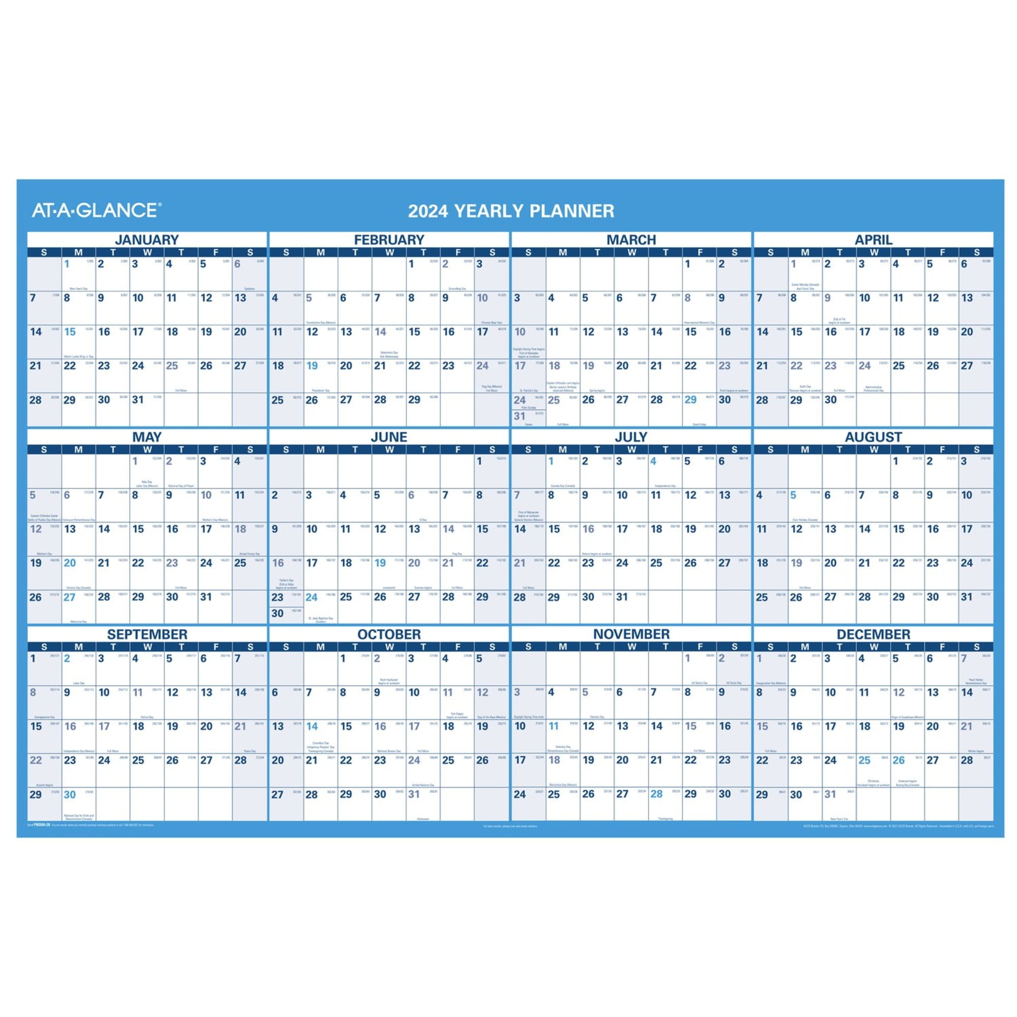 AT-A-GLANCE 2024 Extra Large 48x32 Inches Reversible Erasable Wall ...