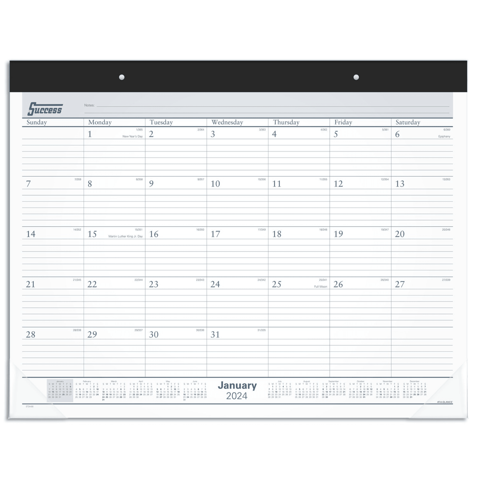AT-A-GLANCE Monthly Desk Pad Calendar, 21-3/4 x 17, January to December ...
