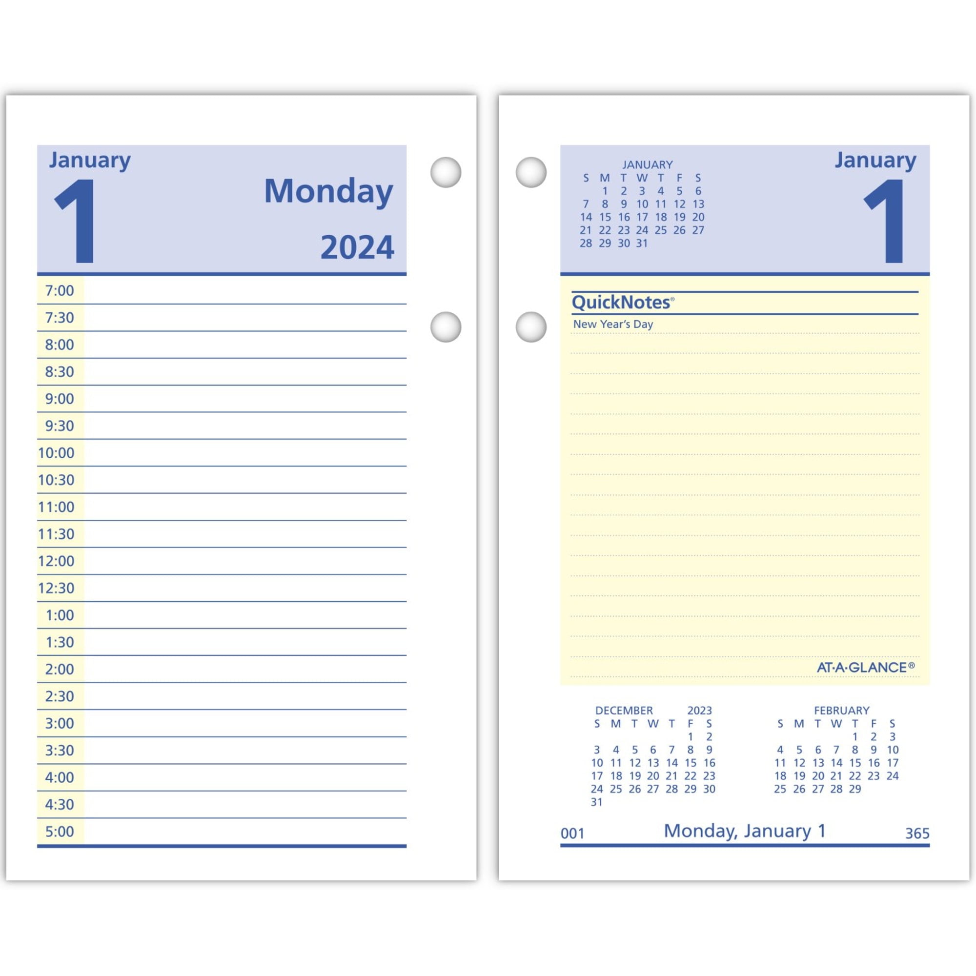 AT-A-GLANCE QuickNotes 2024 Daily Desk Calendar Refill, 3-1/2" x 6 ...