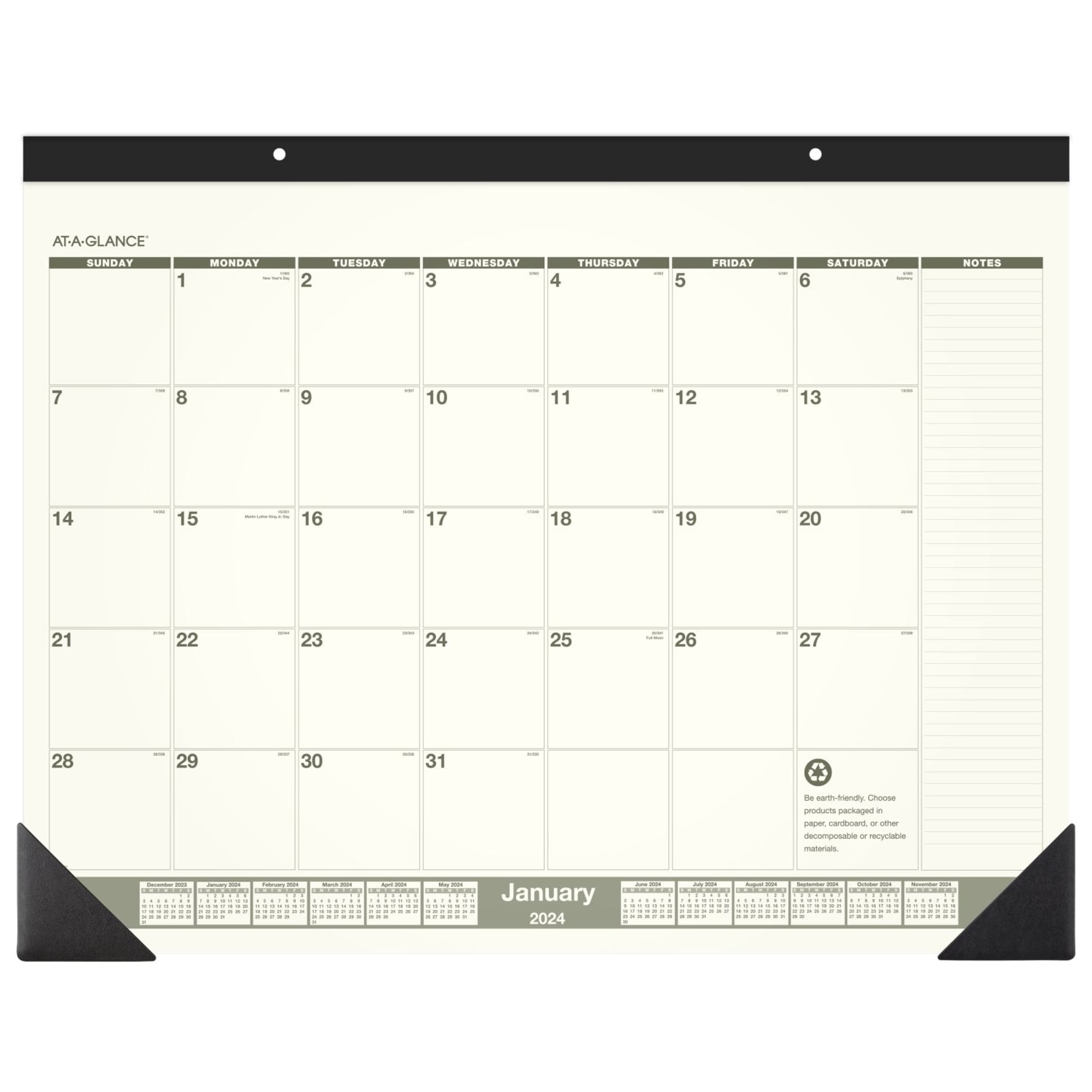 2024 AT-A-GLANCE® Recycled Monthly Desk Pad Calendar, 22" x 17", 100% ...
