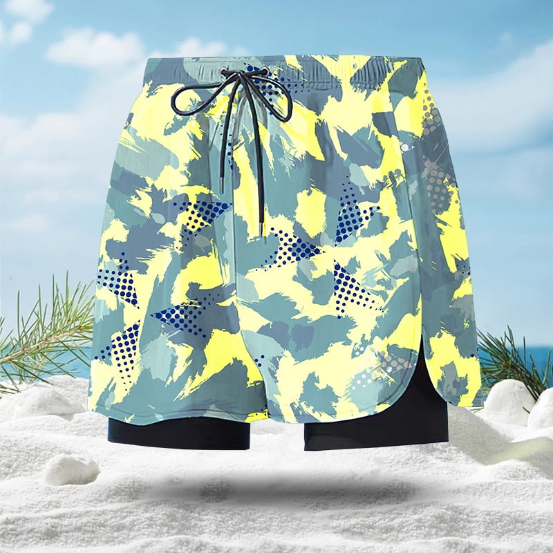 2024 Adult Double Layer Swimming Pants Loose Anti awkward Quick Drying ...