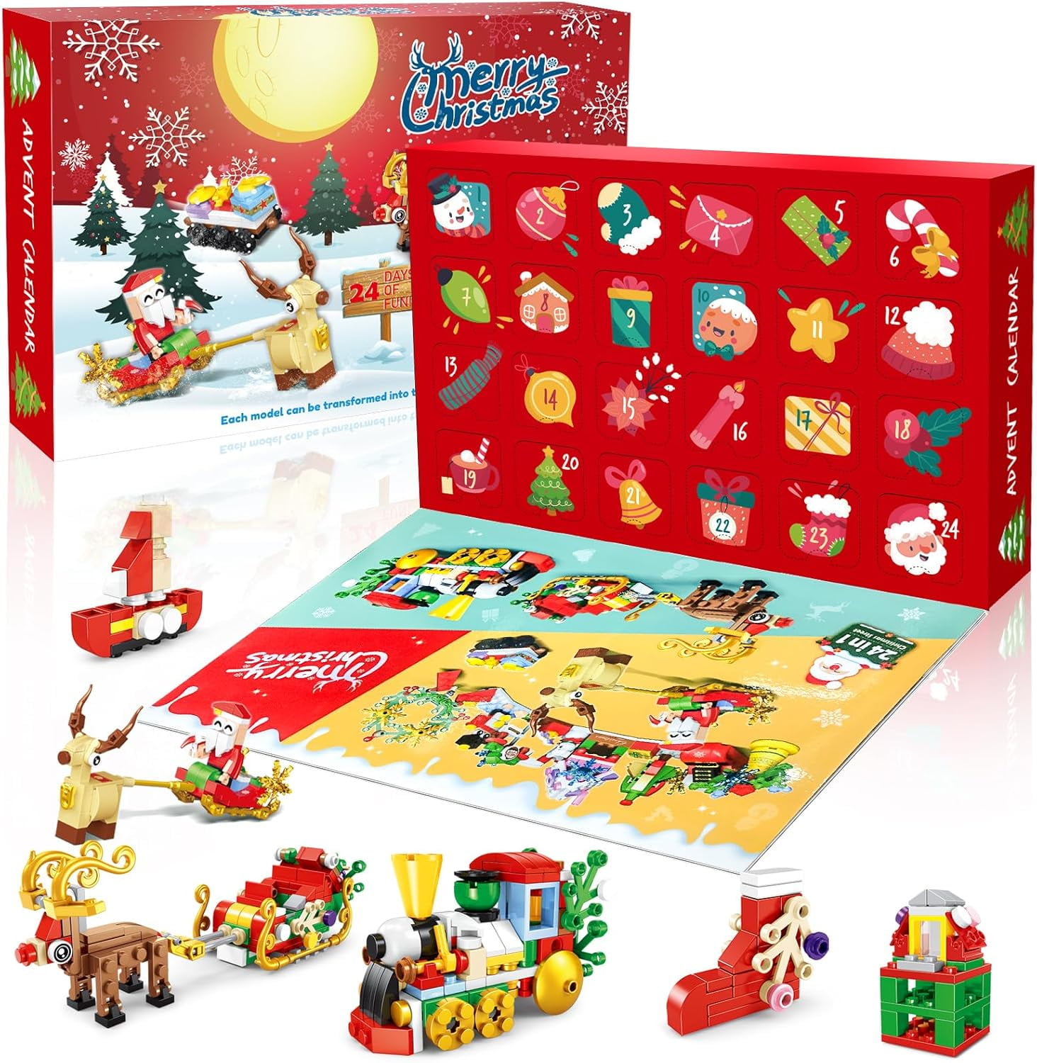 2024 Advent Calendar: Holiday Building Set (12-in-1) w/ Train, Elk ...