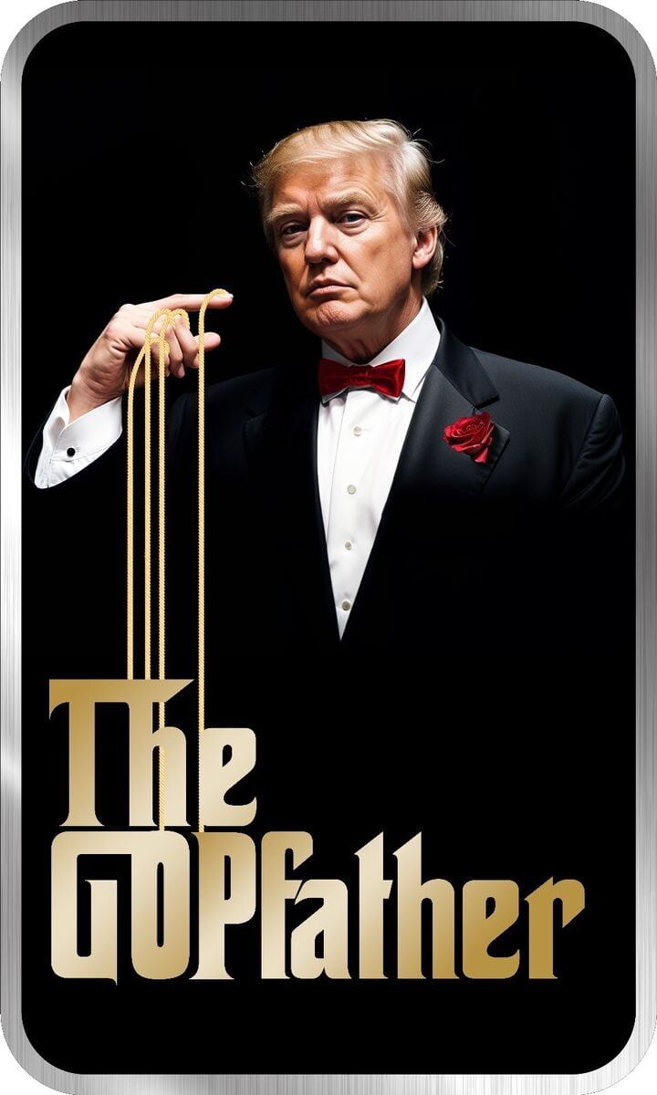 2024 Alpha Omega Mint Gopfather Donald Trump 1 oz Two-Sided Colorized ...