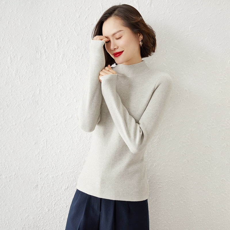 2024 Autumn And Winter Semi High Neck Knitted Sweater, New Women's ...