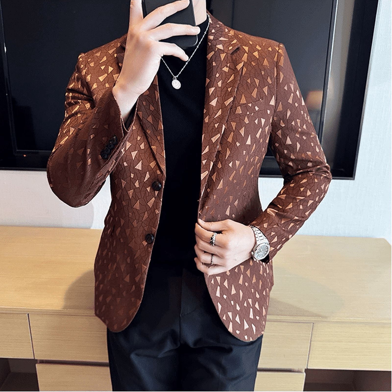 2024 Autumn Luxury Jacquard Suit Jackets For Men Fashion Business Slim ...