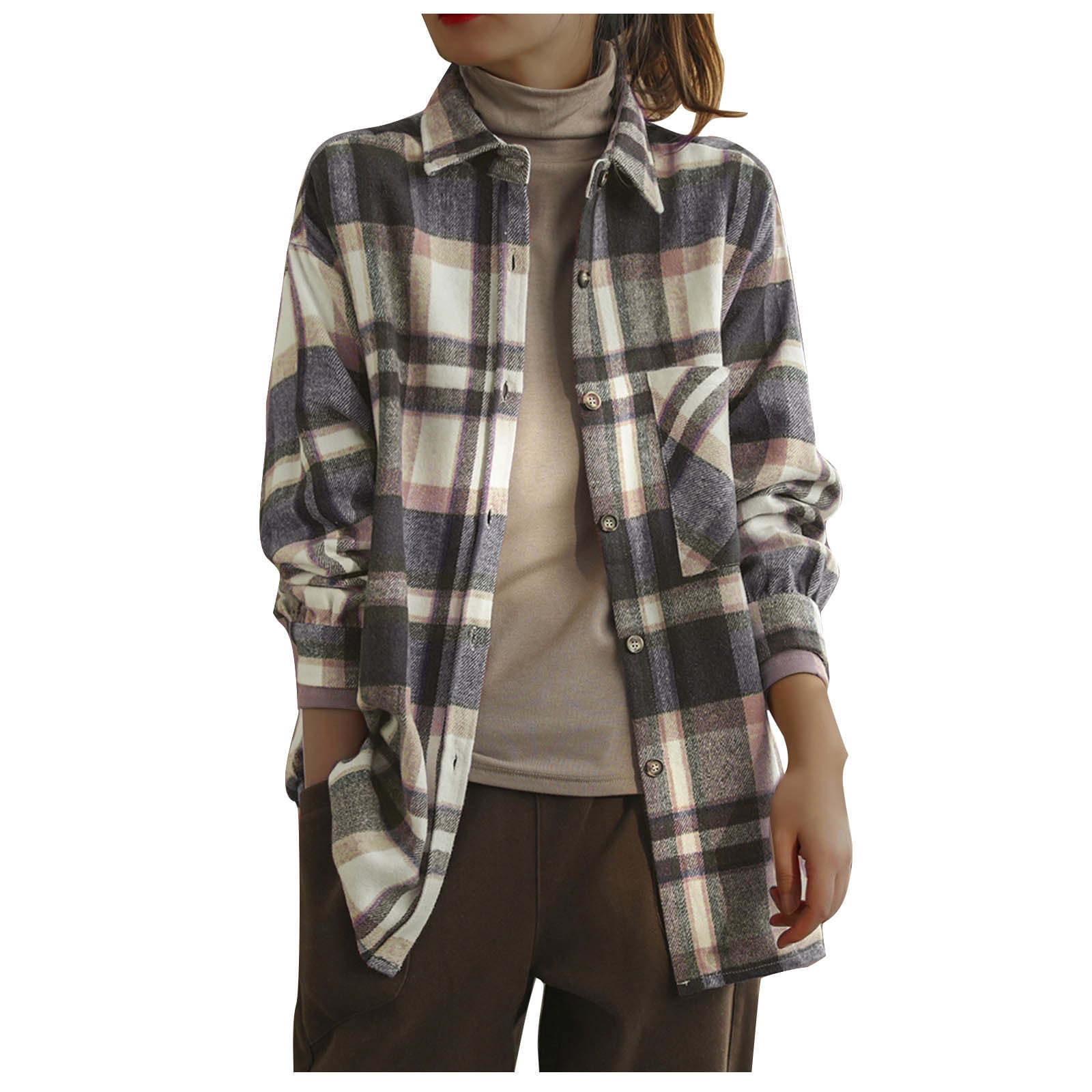 2024 Autumn and Winter Fashion Plaid Jackets for Womens Plus Size ...