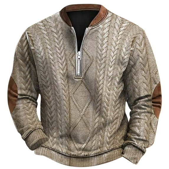 2024 Autumn Winter Men's Casual 3D Digital Print Knitted Fabric Half ...