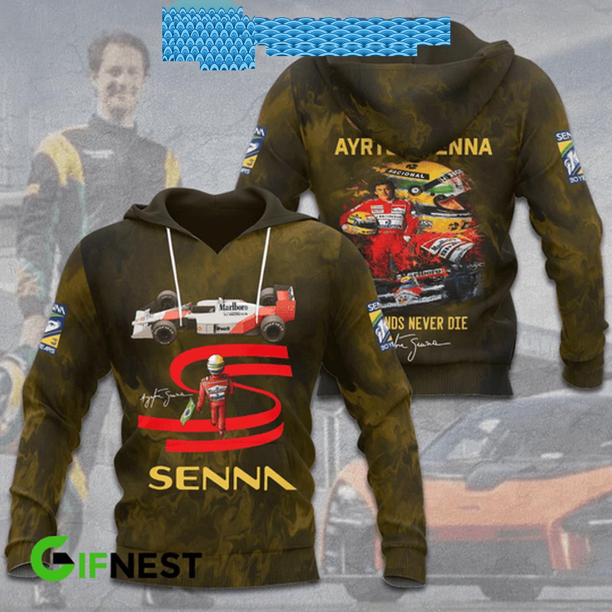 2024 Ayrton Senna Legends Never Die F1 Champions Hoodie T-Shirt ...