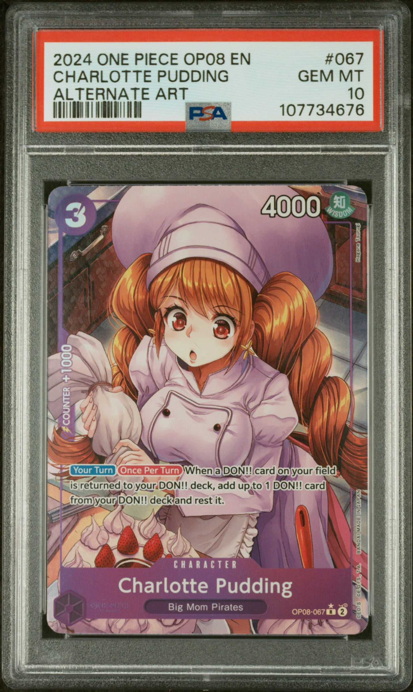2024 Bandai One Piece OP08 EN Alternate Art Charlotte Pudding #OP08-067 PSA 10 - Walmart.com