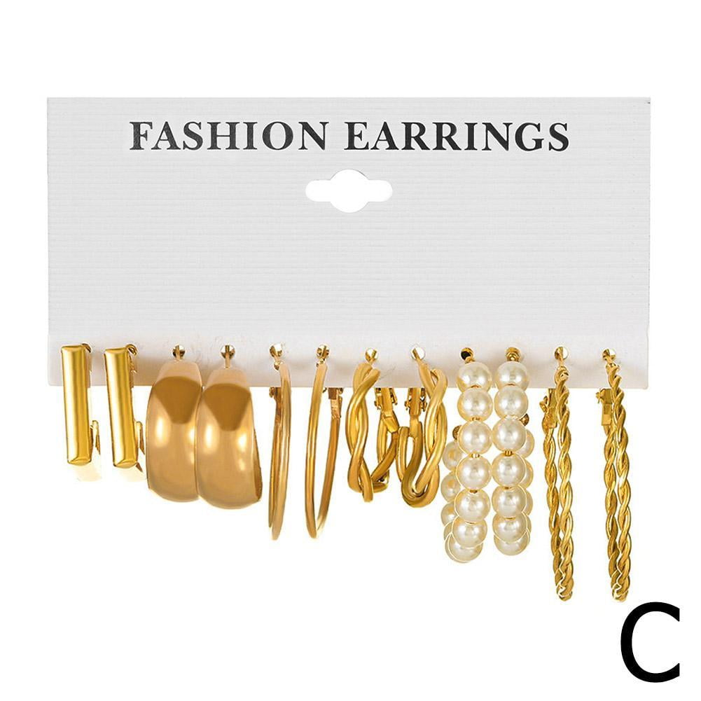 2024-Big Circle Hoop Earring Set For Women Gold Color Bohemia Earring ...