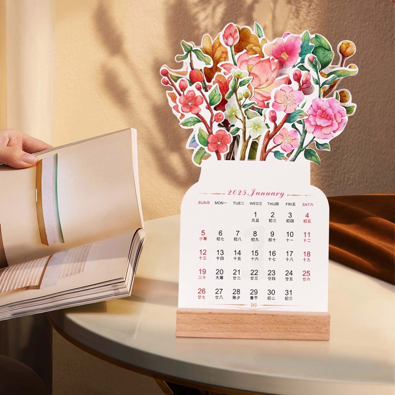 Sales Today Clearance! FAJHHA 2025 Bloomy Flowers Desk Calendar,Home ...