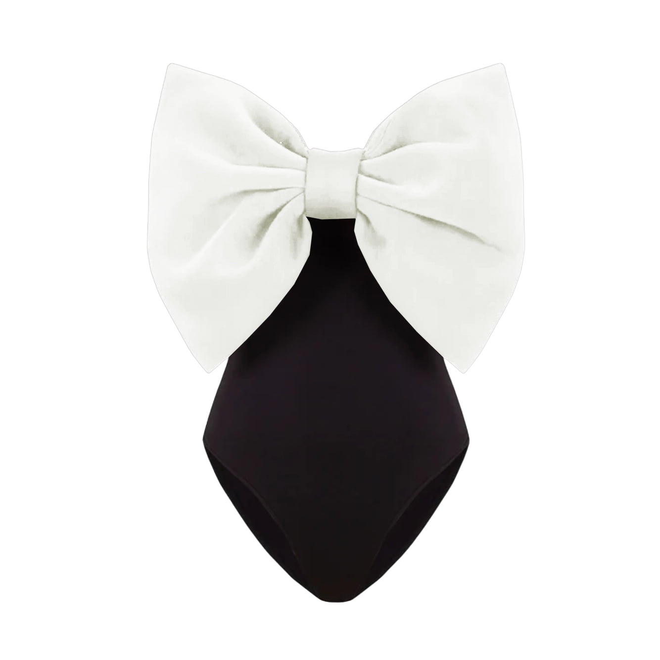2024 Black White Retro One Piece Swimsuit Women Bow Tie Swimwear With