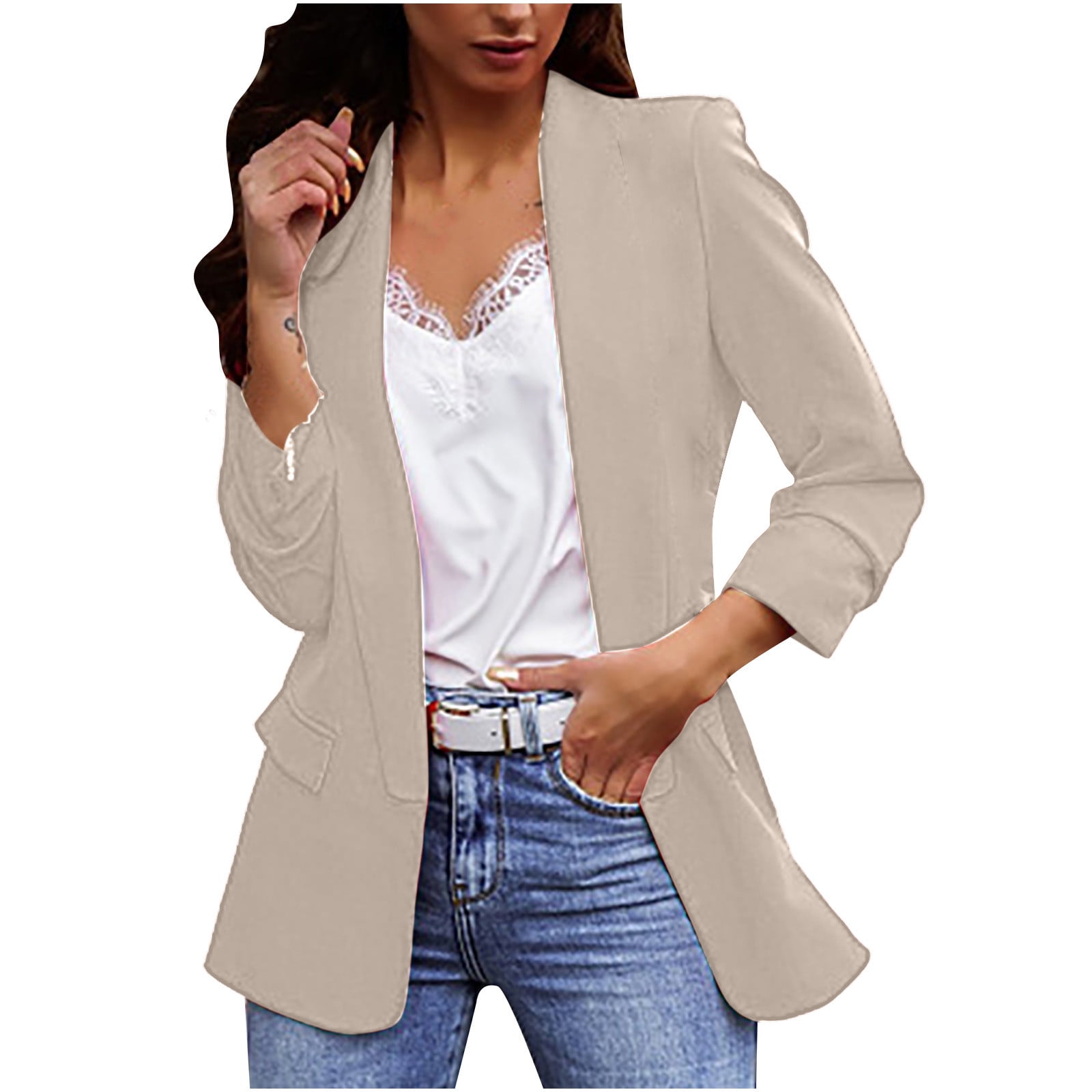 2024 Blazers for Women Business Casual Lapel Collar Long Sleeve Blazer ...