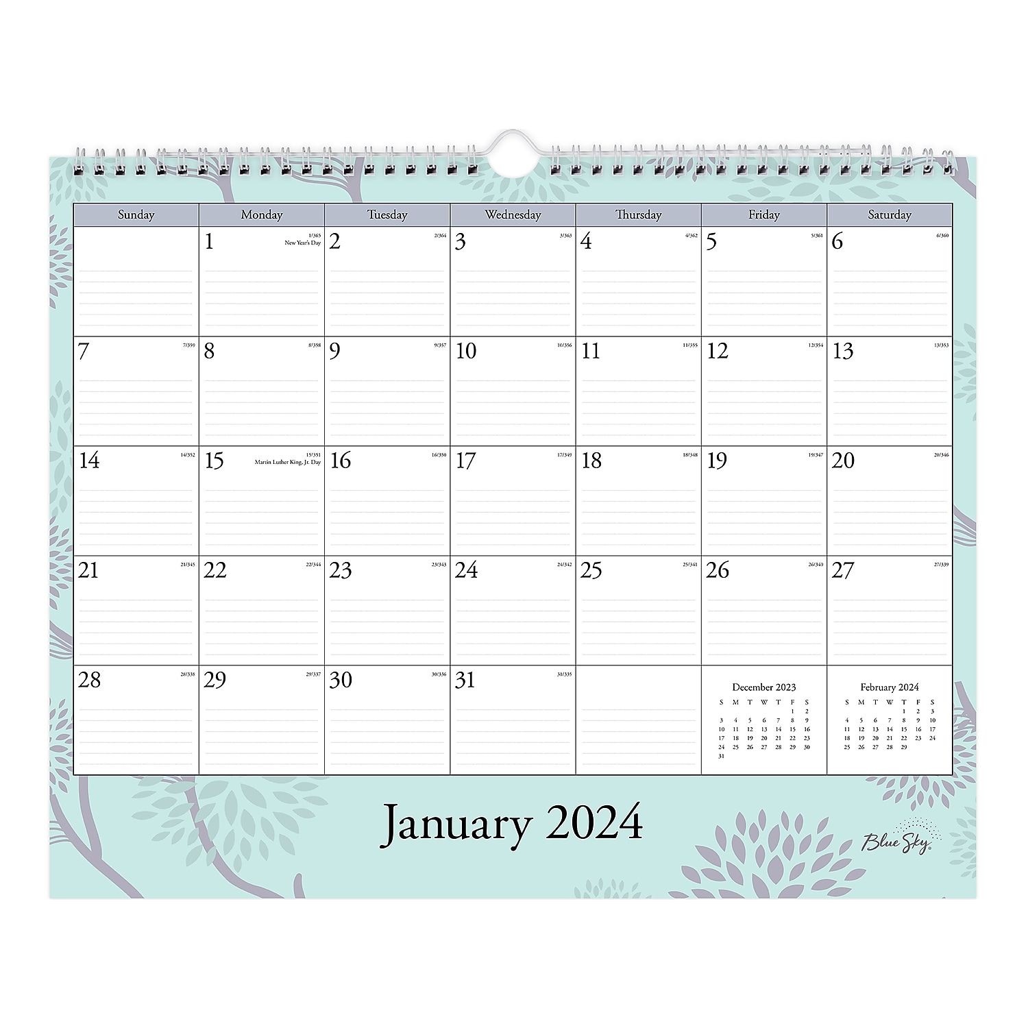 2024 Blue Sky Rue Du Flore 15" x 12" Monthly Wall Calendar Blue/Purple ...