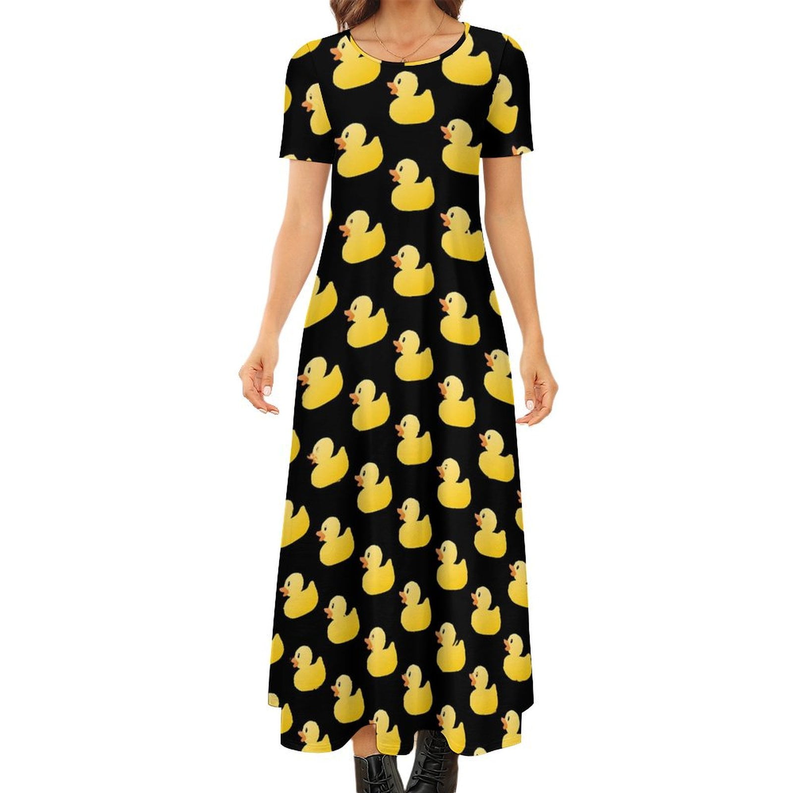 2024 Bunch of Rubber Ducks Dress Yellow Animal Kawaii Maxi Dress ...