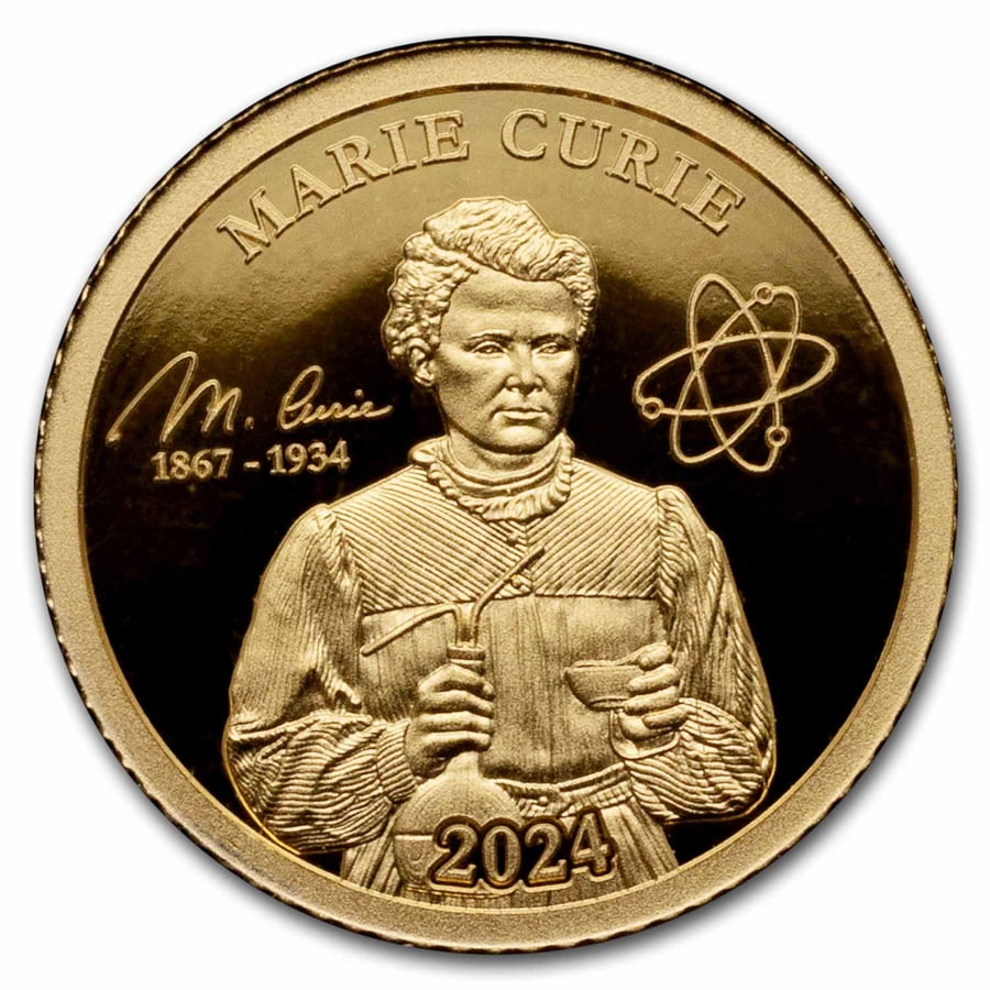 2024 Burundi 1/2 Gram Gold 90th Anniversary Death of Marie Curie ...