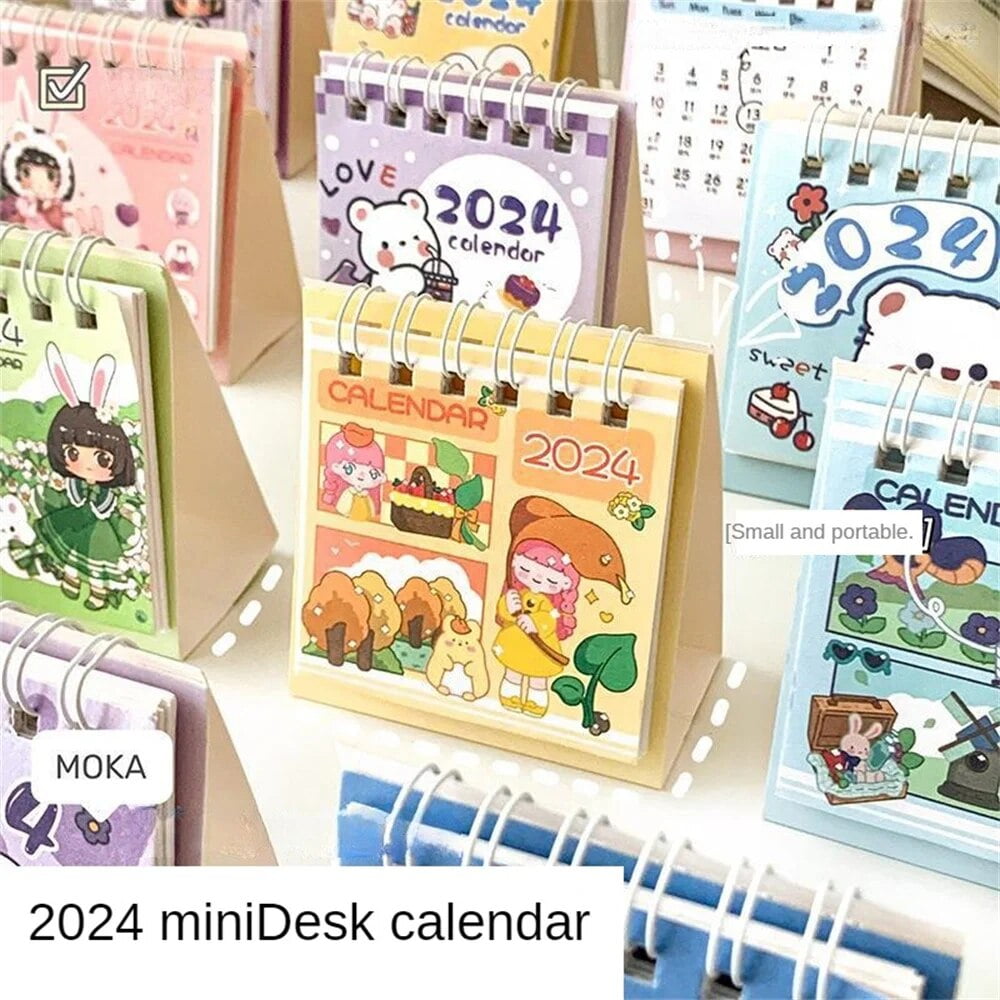 2024 Calendar Interesting Design Office Accessories Paper Cartoon ...