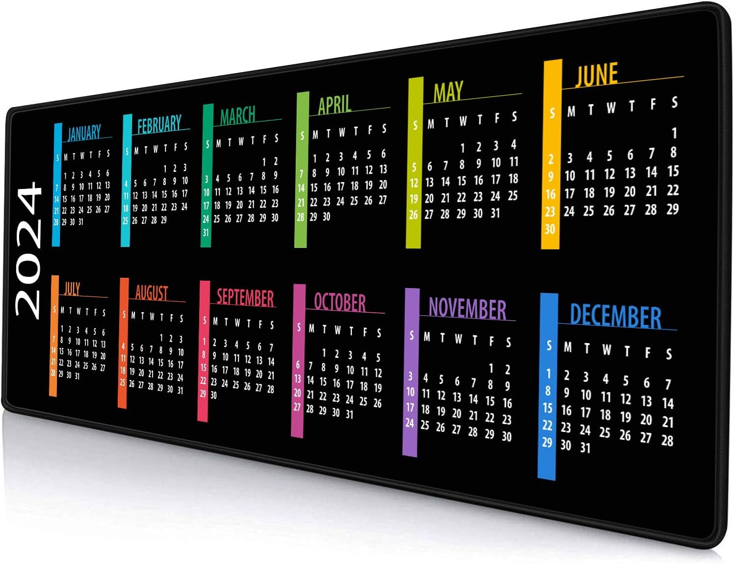 2024 Calendar Large Gaming Mouse Pad with Stitched Edges, Desk Mat ...