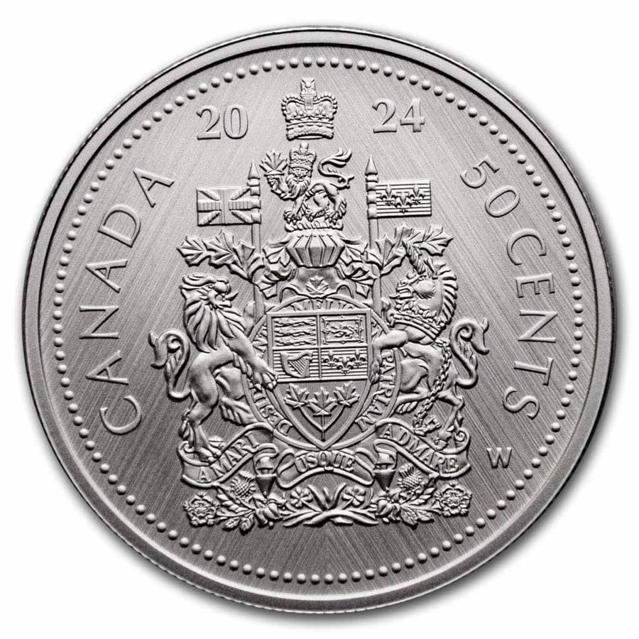 2024 Canada 1 oz Silver 50 Cent Tribute: W Mint Mark Coat of Arms ...