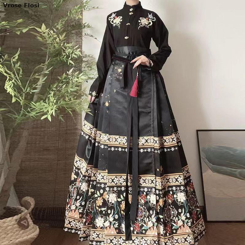 2024 Chinese Style Clothes Women Asian Robe Traditional Horse Face ...