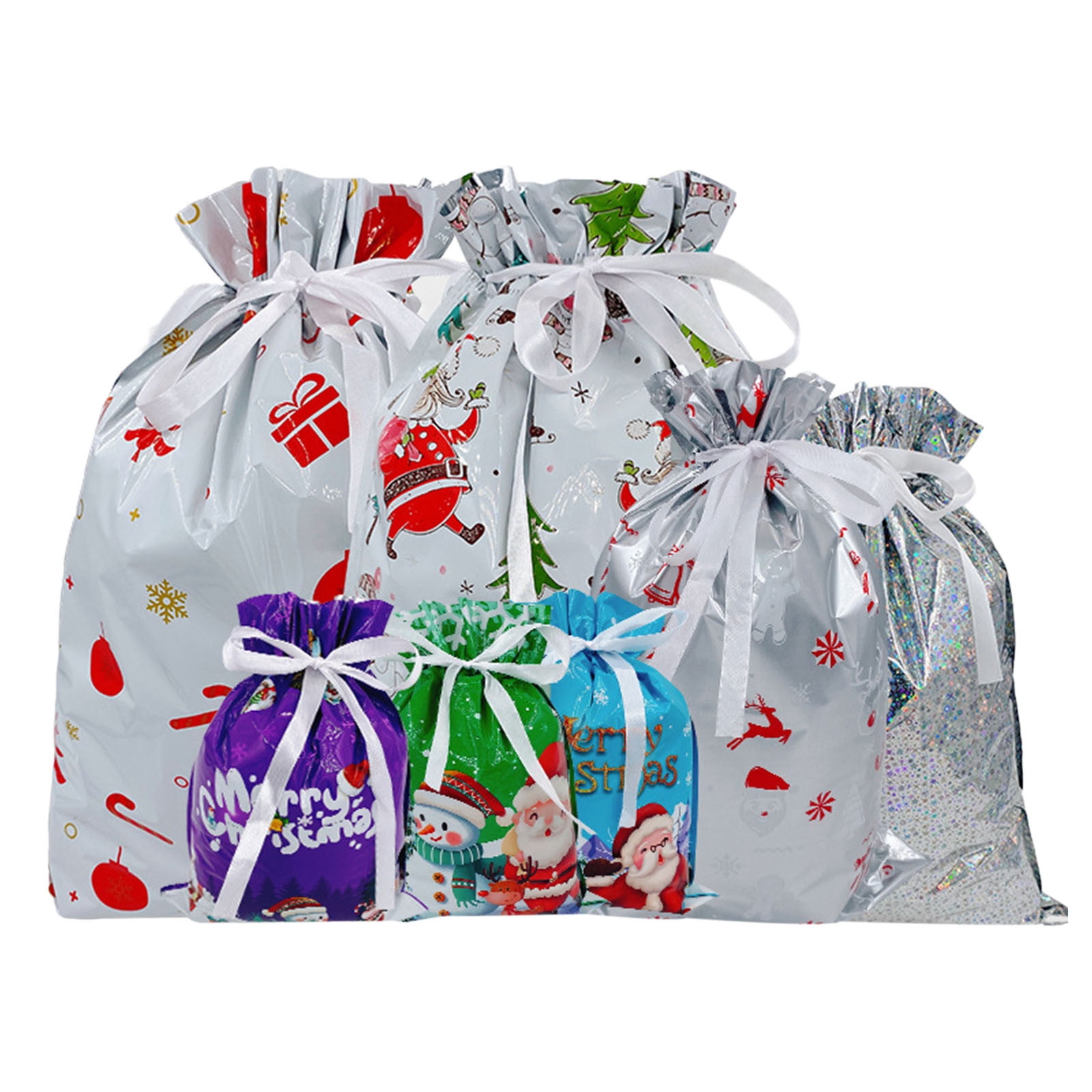 2024 Christmas Drawstring Bags Multipack Assorted Sizes Holiday ...