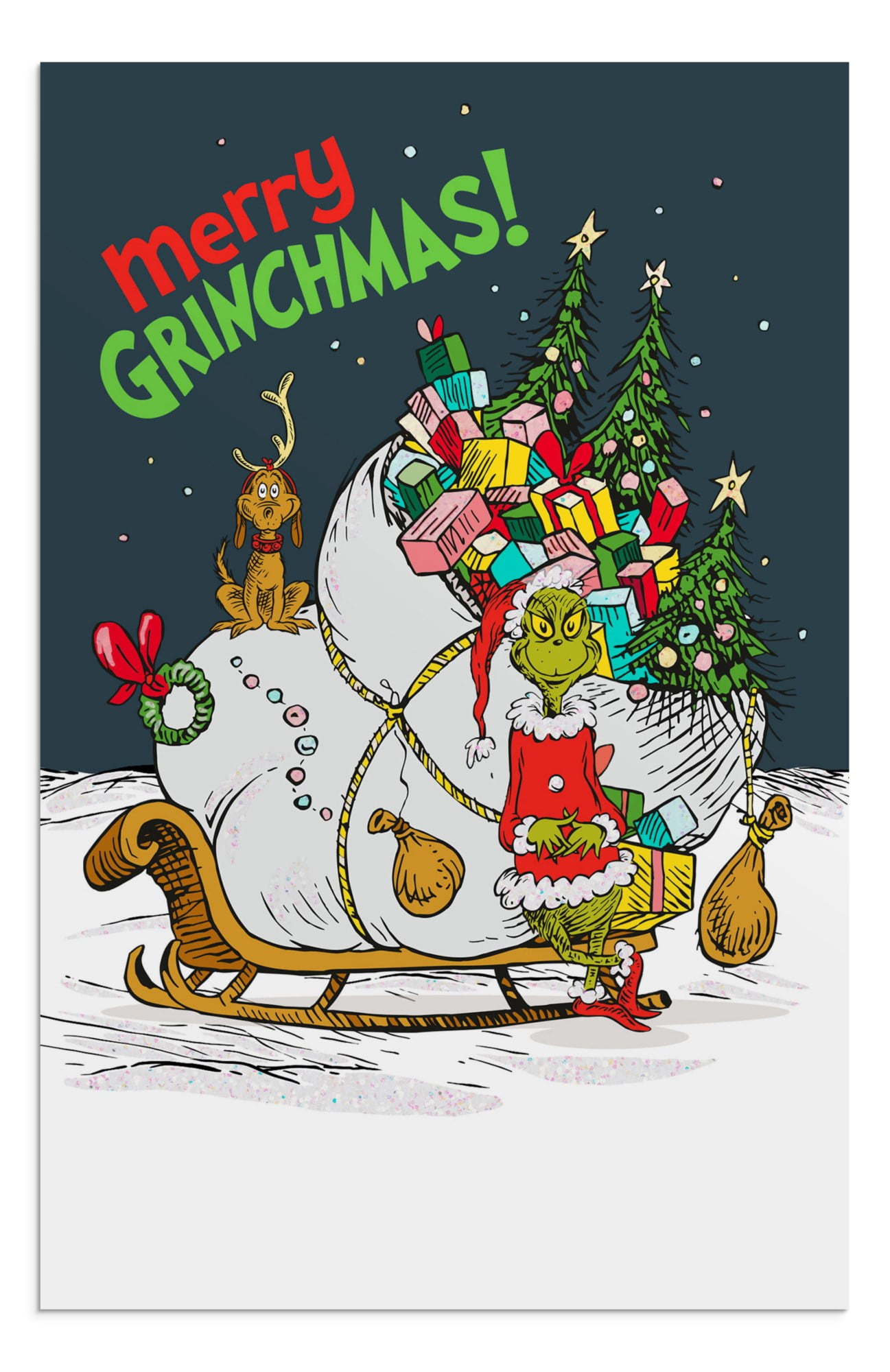 2024- Christmas Greeting Cards, Dr Suess Grinch Sled By Hallmark ...