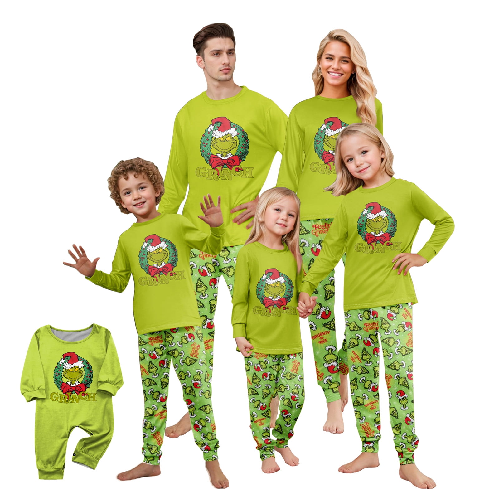 2024 Christmas Grinch Family Matching, Winter Sleepwear Long-Sleeved ...