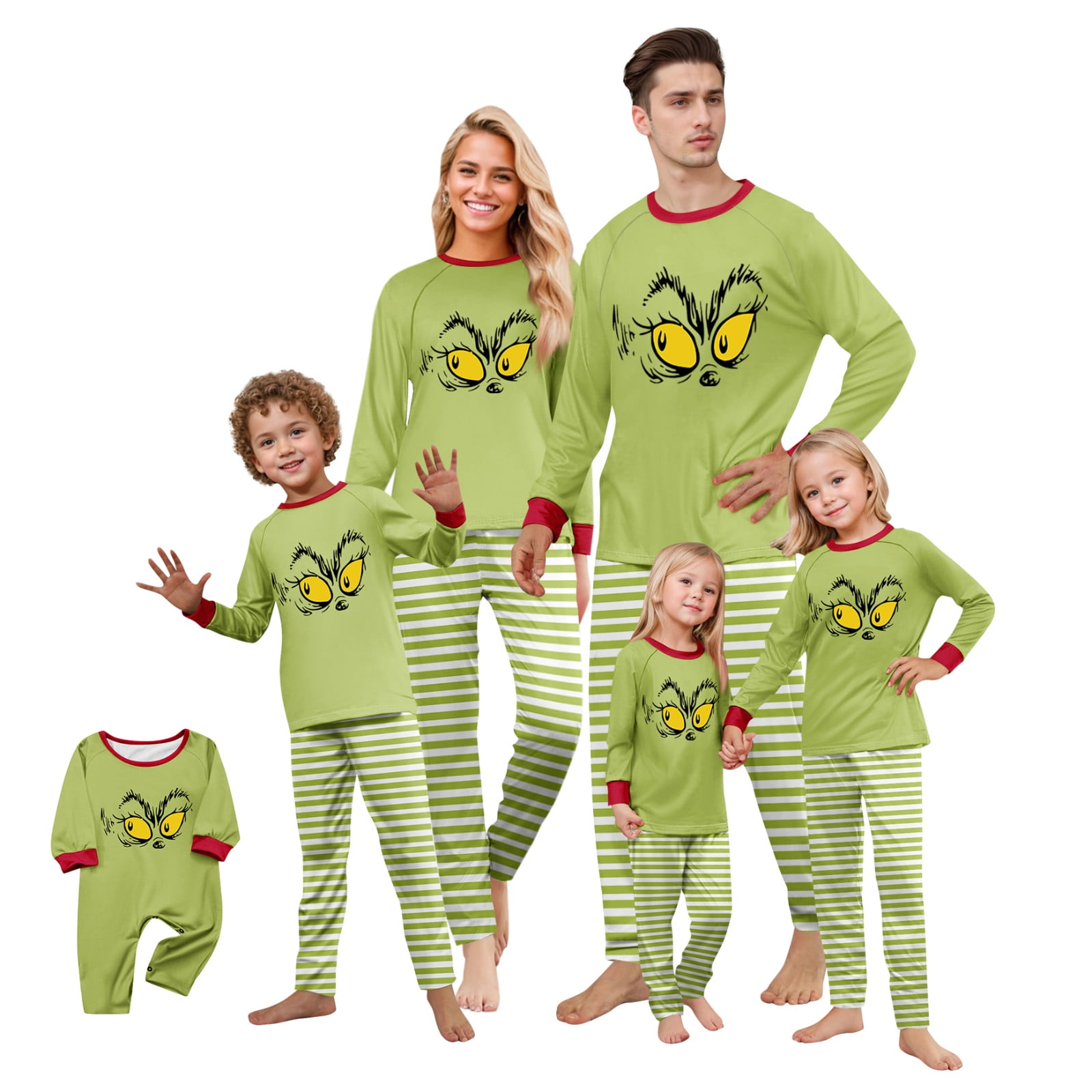 2024 Christmas Grinch Print Family Matching, Grinch Printing Pajamas ...