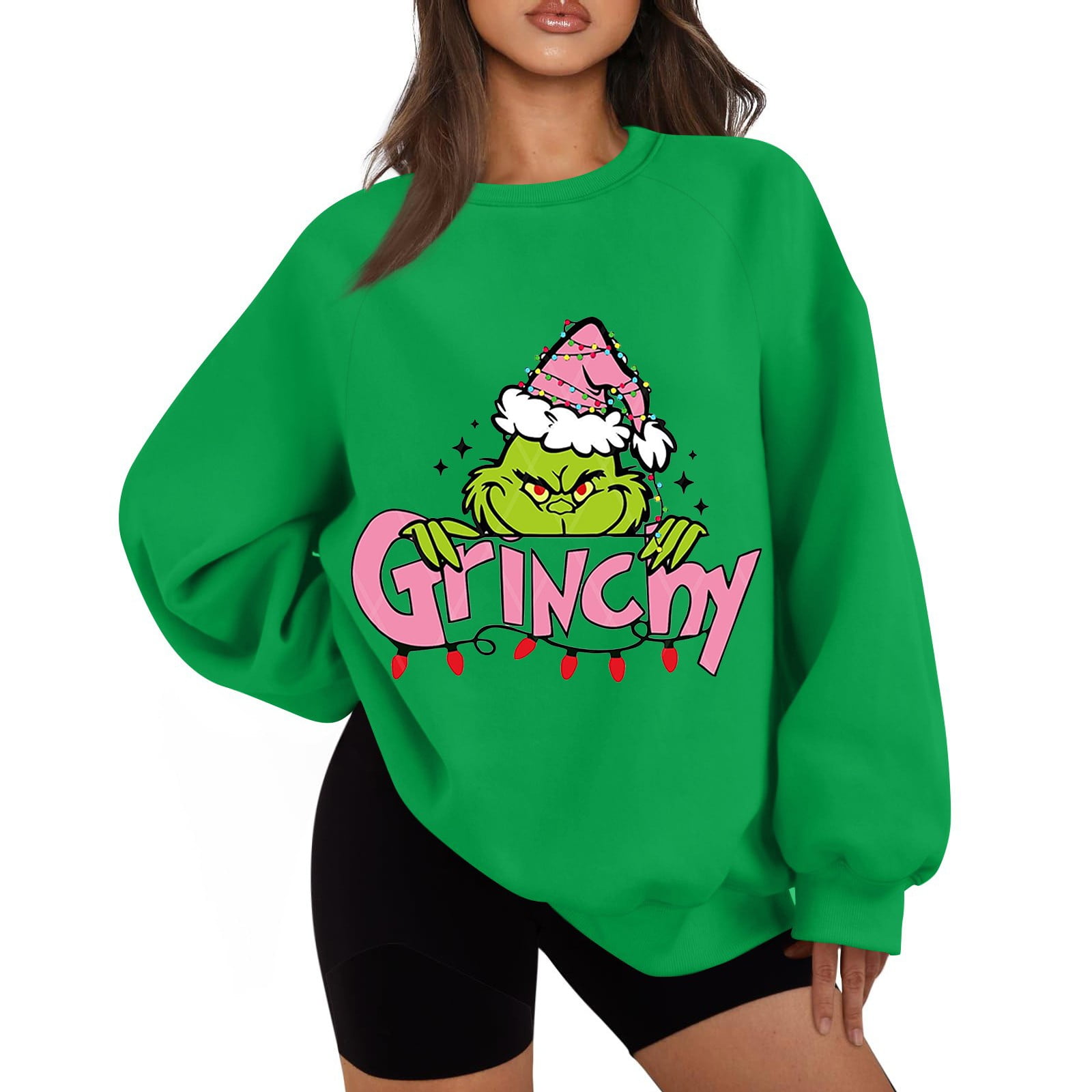 2024 Christmas Grinch Printing Sweatshirt Fashion Fancy Dress Long Sleeve Round Neck For Adult