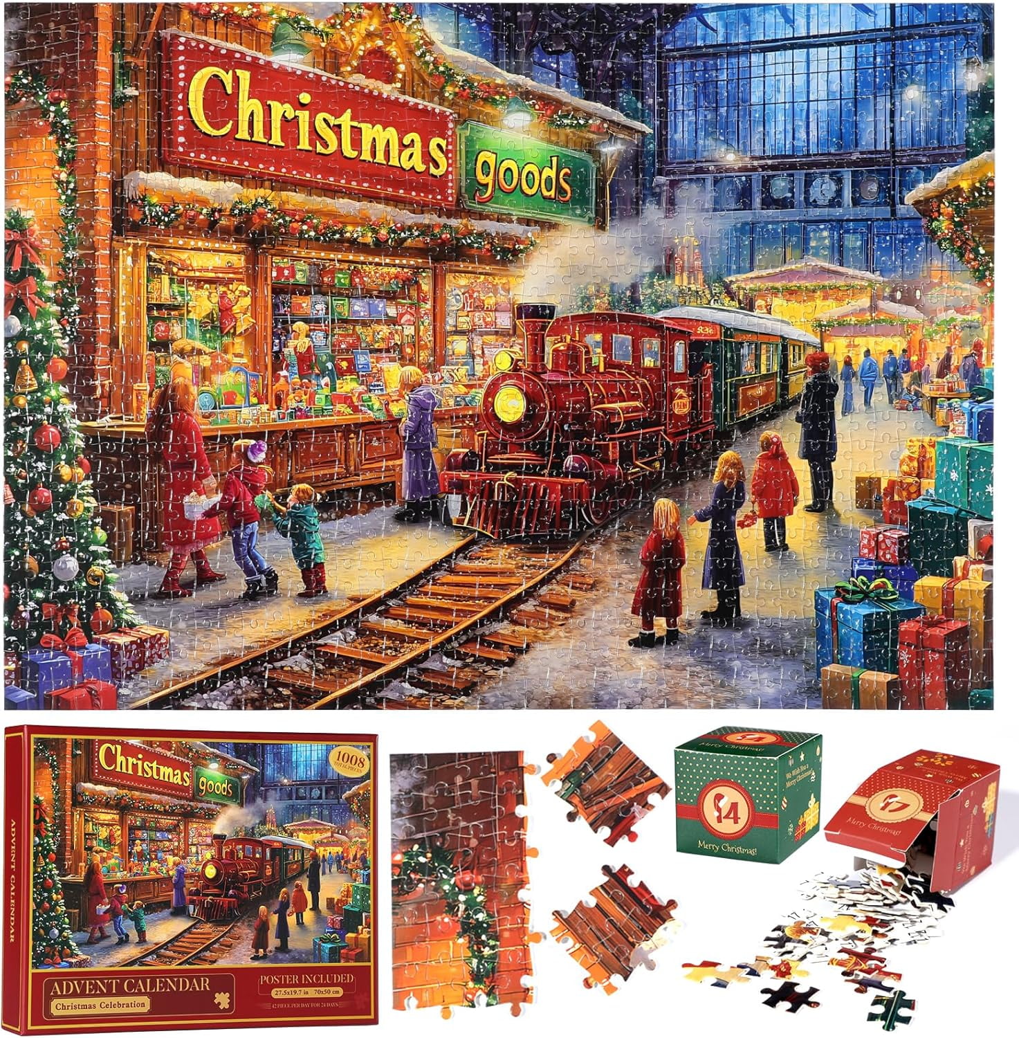 2024 Christmas Jigsaw Puzzle 1008 Pieces Christmas Countdown Calendar ...