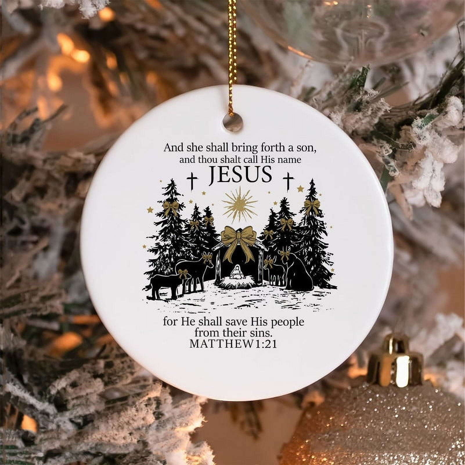 2024 Christmas Ornament - Beautiful Nativity with Scripture Matthew 1: ...