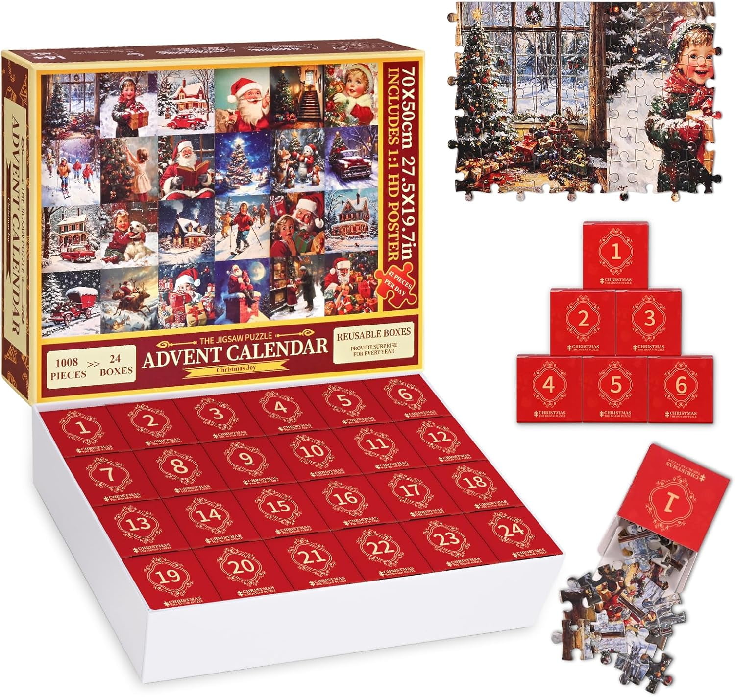 2024 Christmas Puzzle 1008 Pieces Christmas Countdown Calendar 24 Days ...