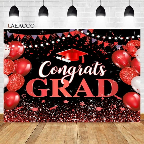 2024 Class Graduation Photography Backdrop Black and Gold Cap Balloon ...