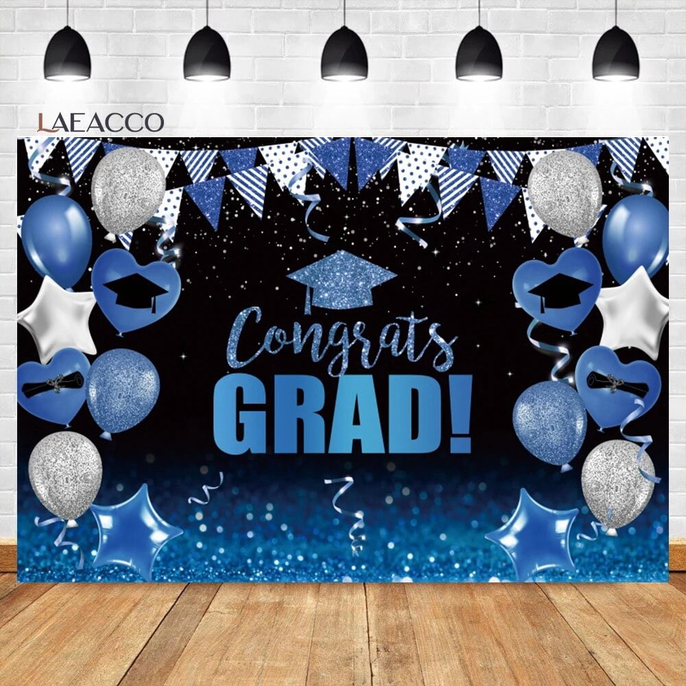 2024 Class Graduation Photography Backdrop Black and Gold Cap Balloon ...