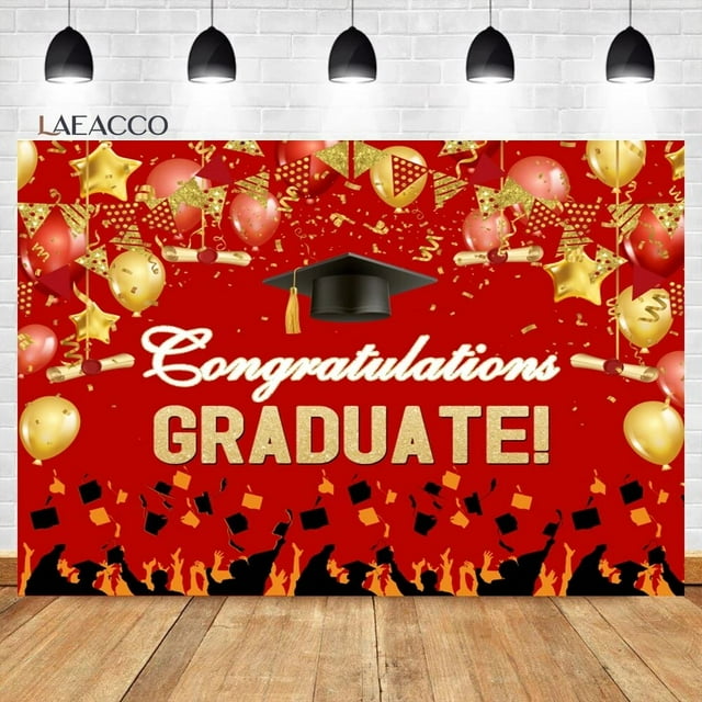 2024 Class Graduation Photography Backdrop Black and Gold Cap Balloon ...
