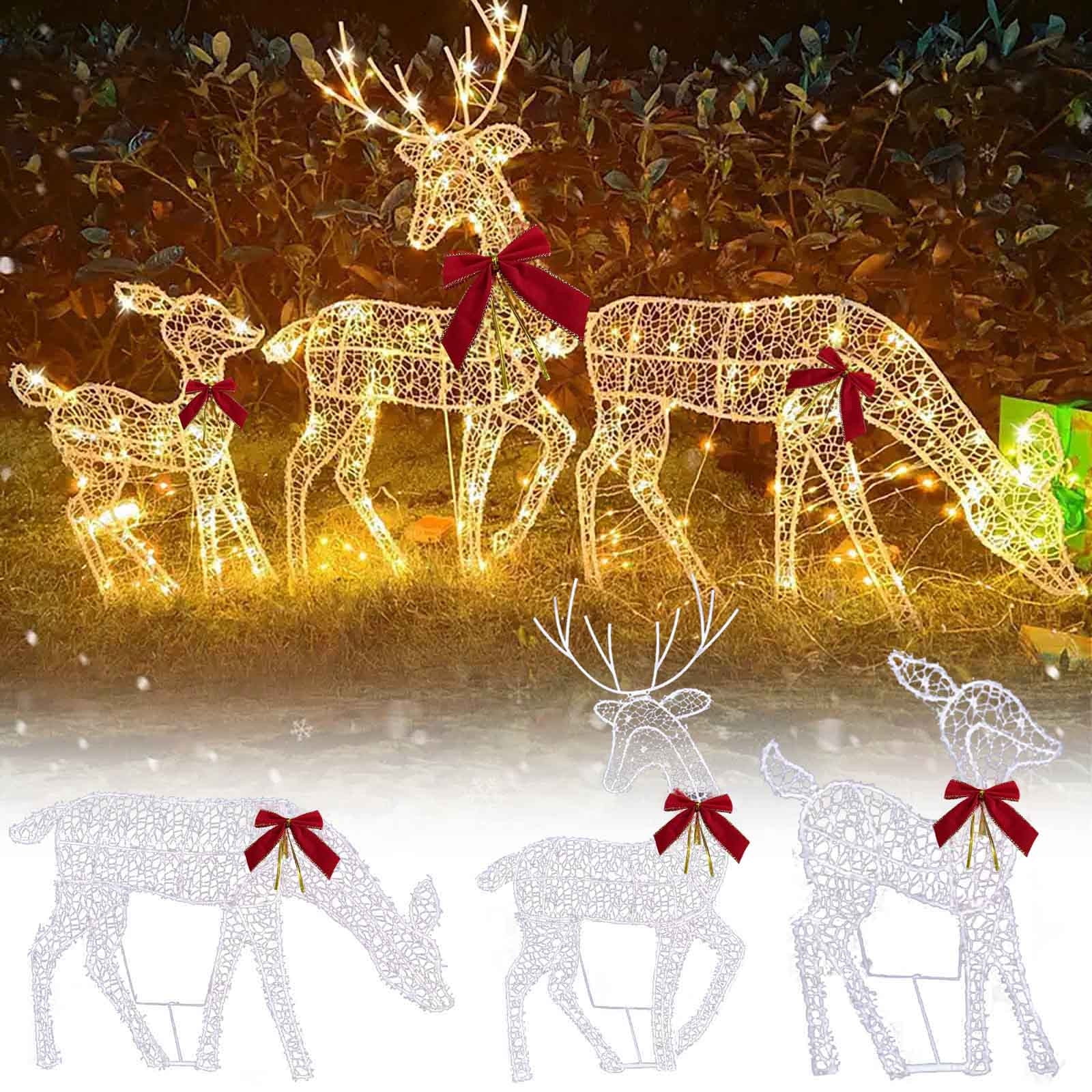 2024 Clearance! 3Pcs Christmas Outdoor Decoration Luminous Deer Three ...