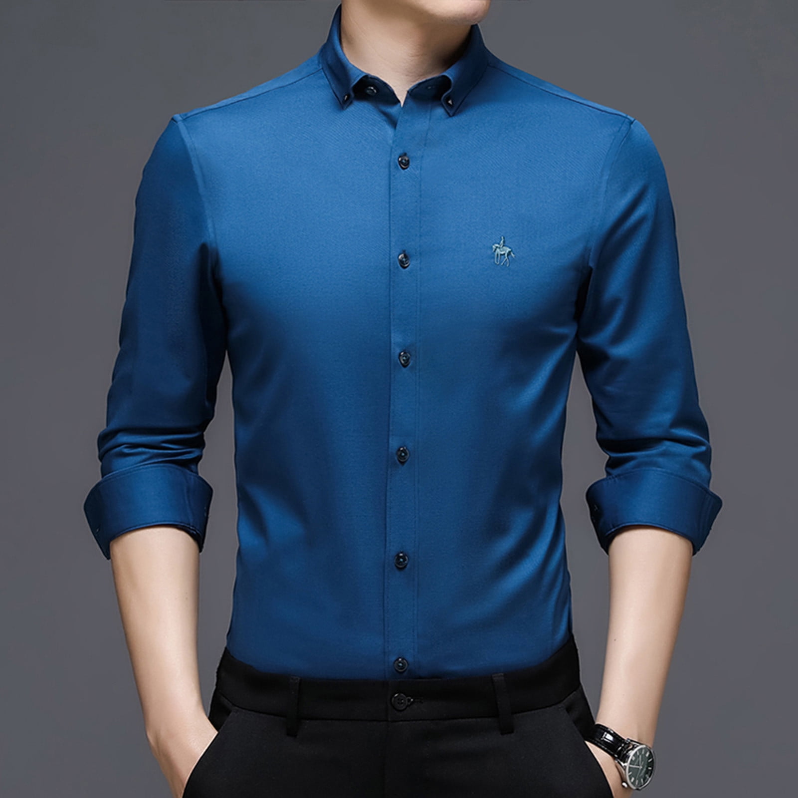 2024 Clearance Men's Big and Tall Dress Shirts,Slim Fit Button Down ...