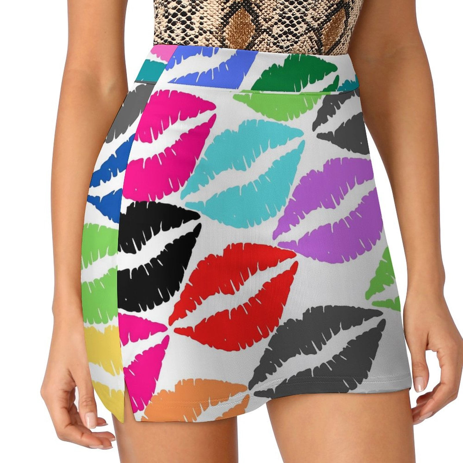 2024 Color Block Print Skirt Green Triangle Kawaii Mini Skirts Summer ...