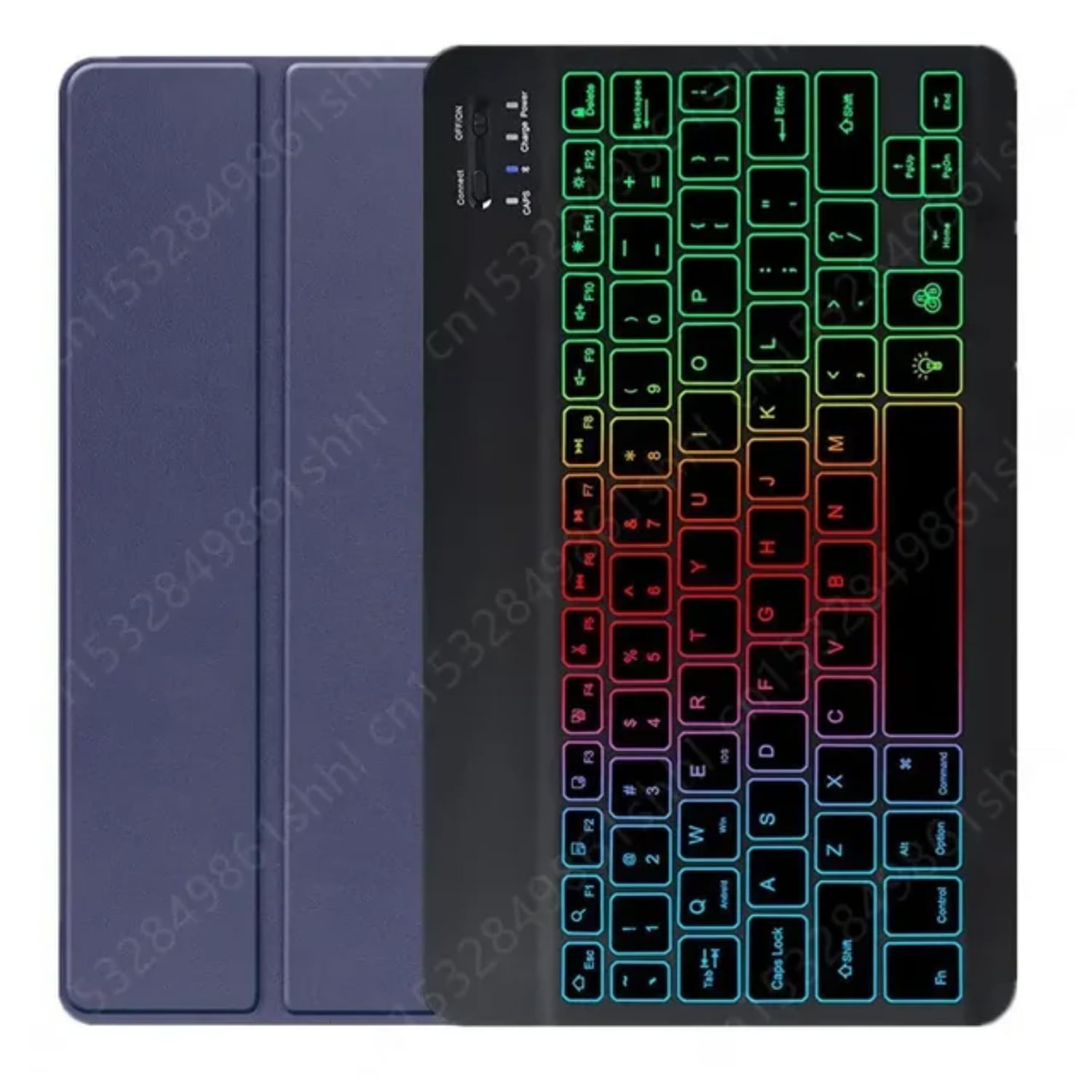 Vibrant Rainbow Backlit Keyboard Case with Premium Russian Spanish and ...