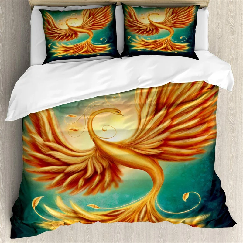 2024 Colorful Phoenix Duvet Cover Set Cartoon Birds Bedding Set Full ...