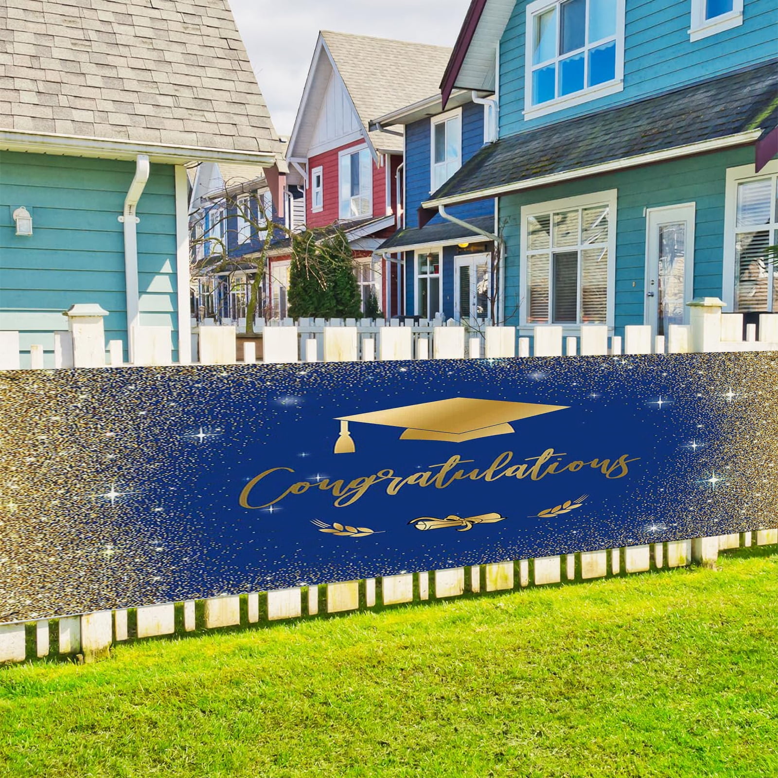 2024 Congrats Grad Backdrop Green Leaves Graduation Party Decorations ...