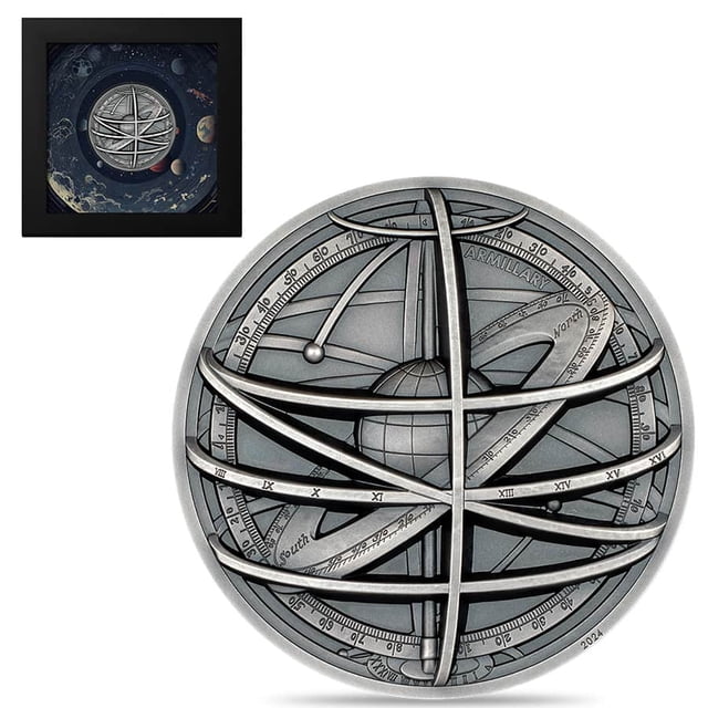 2024 Cook Islands 2 oz Silver Historic Instruments Armillary Sphere ...