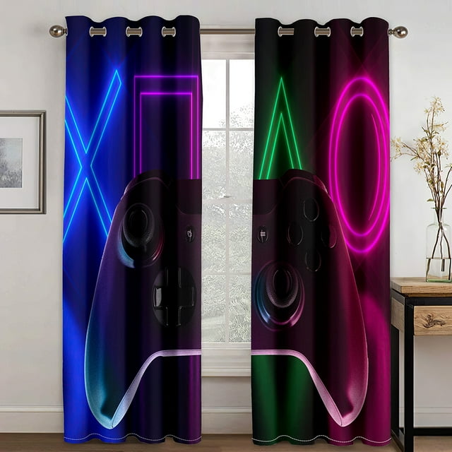 2024 Creative Gamer Curtains for Boys Bedroom Gaming Room Decor Window ...