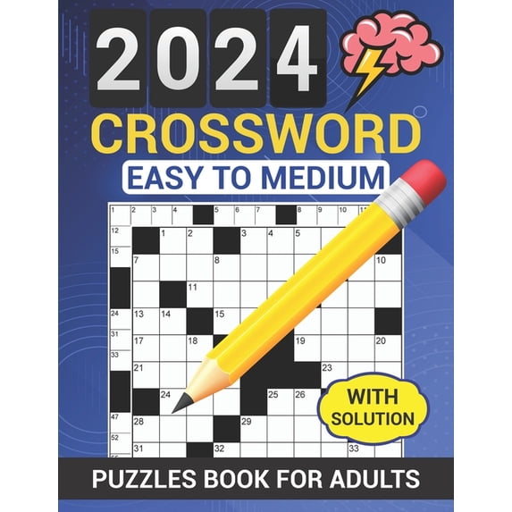 2024 Crossword Puzzles Book For Adults With Solution: Easy to Medium ...