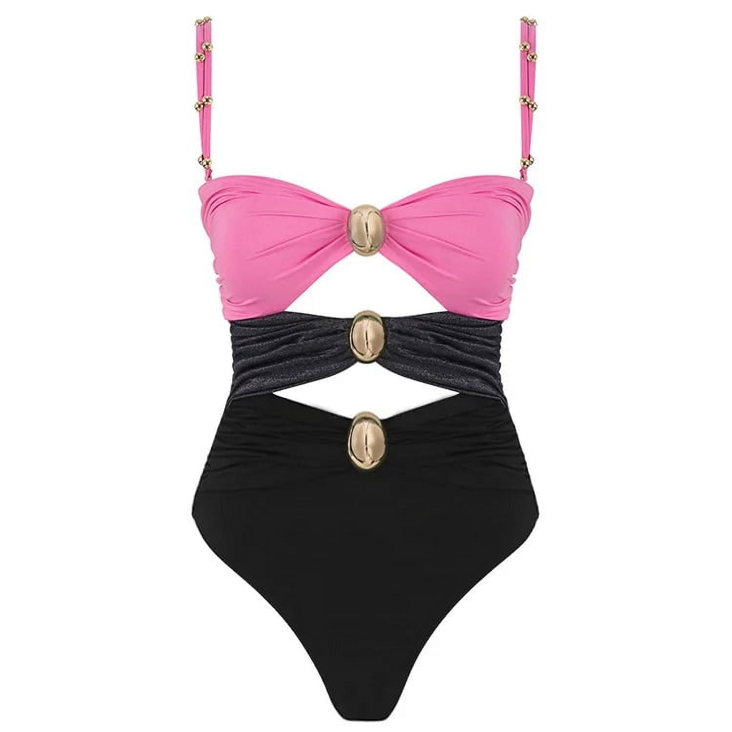 2024 Cut Out One Piece Swimsuit with Skirt Women Hollowen Swimwear ...