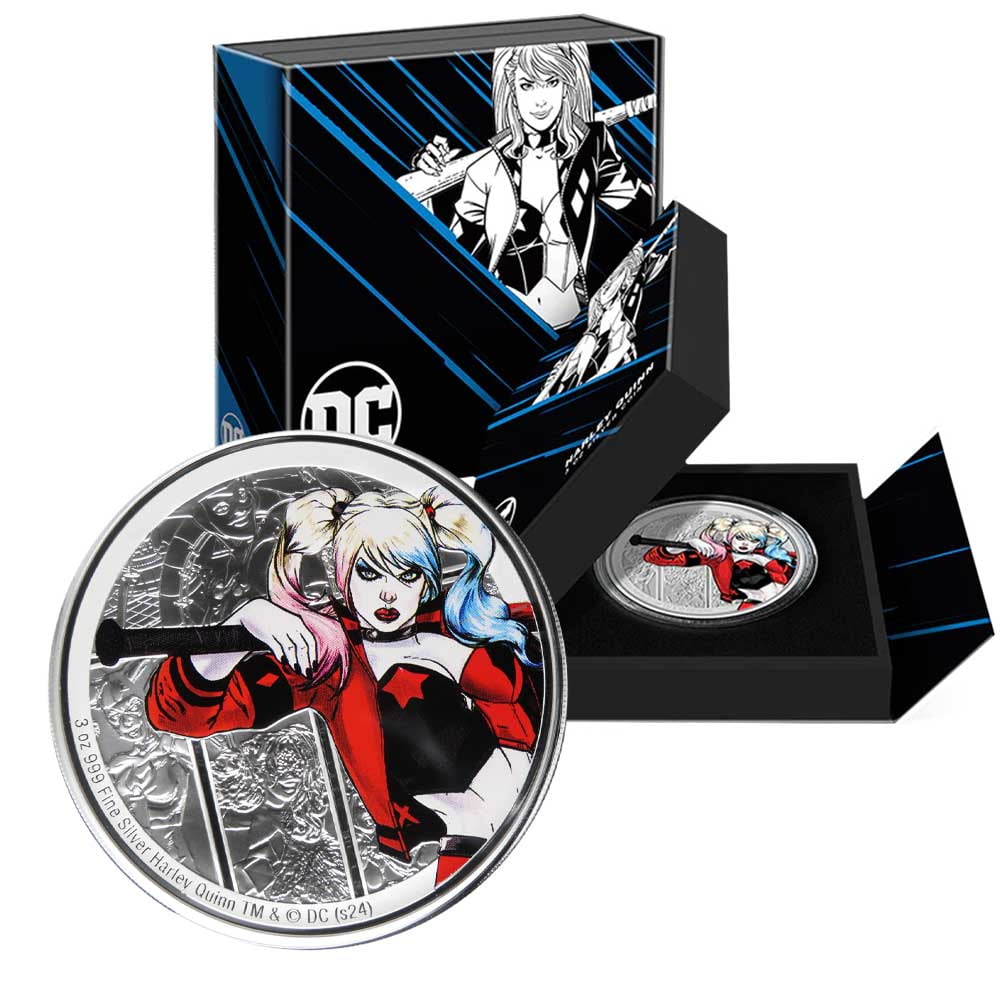 2024 DC Villain Harley Quinn 3 oz Silver Coin By NZ Mint Mintage of ...