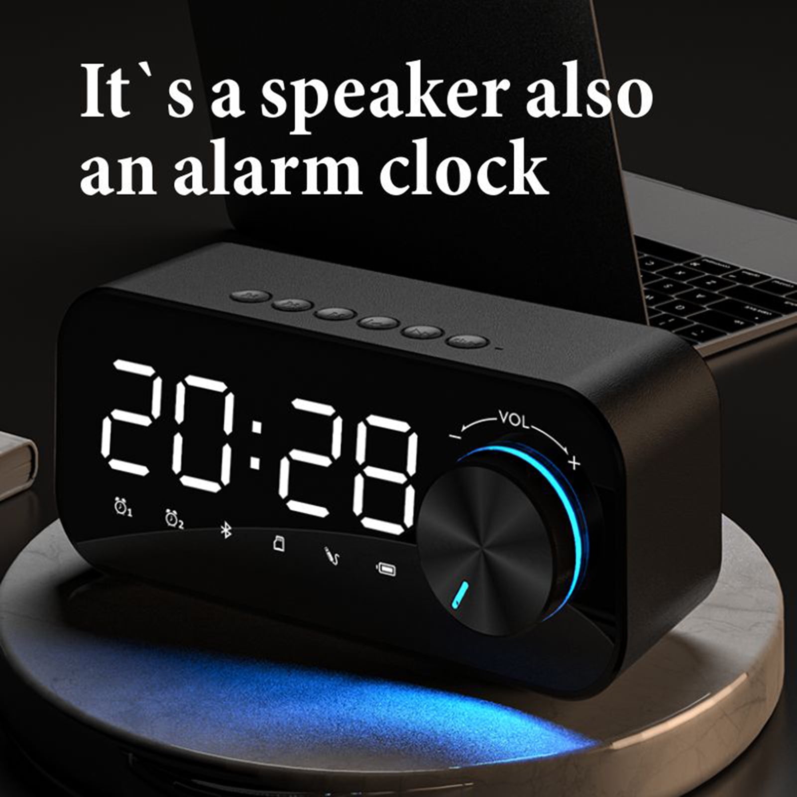 2024 Digital Radio Alarm Clock Bluetooth Speaker Clock with Time and ...